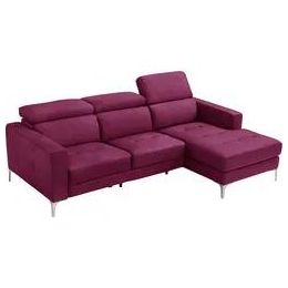 Ecksofa Egoitaliano "Matt, erstklassiger Sitzkomfort, aufwendige Detailverarbeitung, L-Form" Sofas Gr. B/H: 247cm x 100cm, Luxus-Microfaser BLUSH, Recamiere rechts, pink (fuchsia) mit verstellbaren Kopfteilen zum Relaxen