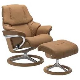 Relaxsessel stressless "Reno" Sessel Gr. Leder PALOMA, Signature Base Eiche, Relaxfunktion-Drehfunktion-PlusTMSystem-Gleitsystem-BalanceAdaptTM, B/H/T: 92cm x 100cm x 80cm, braun (taupe paloma) mit Signature Base, Größe S, M & L, Gestell Eiche