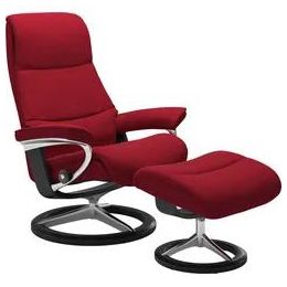 Relaxsessel stressless "View" Sessel Gr. ROHLEDER Stoff Q2 FARON, Cross Base Schwarz, Relaxfunktion-Drehfunktion-PlusTMSystem-Gleitsystem-BalanceAdaptTM, B/H/T: 82cm x 109cm x 81cm, rot (rot q2 faron) mit Signature Base, Größe M,Gestell Schwarz