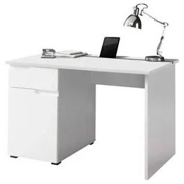 Stella Trading Schreibtisch BEGA OFFICE "Spice" Tische Gr. B/H/T: 120cm x 76cm x 67cm, weiß (weiß/weiß hochglanz + weiß) Home Office Desk mit Griffmulden, in 2 Breitenvarianten