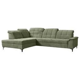 Ecksofa Alina "Andra" Sofas Gr. B/H/T: 282cm x 102cm x 215cm, Chenille GFS, Ottomane links, mit Sitzvorzug, grün (pastellgrün gfs 313) inkl. Rückenlehnenverstellung, wahlweise mit Sitzvorzug