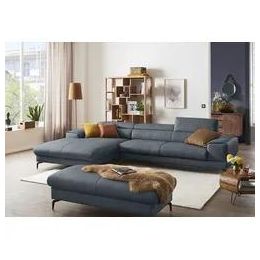 Ecksofa W.Schillig "piedroo" Sofas Gr. B/H/T: 343cm x 70cm x 193cm, Longlife Xtra-Leder Z69, Longchair links, mit Kopfteilverstellung-ohne Sitztiefenverstellung, blau (blau z69) Kopfteilverstellung, wahlweise mit Sitztiefenverstellung, Breite 343cm