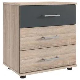 Nachtkommode wimex "Taiga" Sideboards Gr. B/H/T: 52cm x 58cm x 38cm, 3 St., grau (eiche sägerau nachbildung/ graphit) mit 3 Schubladen, 52cm breit