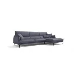 Ecksofa Egoitaliano "FUNNY, hochwertiges und aktuelles Design, bequeme Rückenlehne" Sofas Gr. B/H/T: 265cm x 90cm x 225cm, Leder, Recamiere rechts, grau (rauchgrau) hochwertiger Sitzkomfort, L-Form