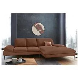 Ecksofa W.Schillig "enjoy&MORE" Sofas Gr. B/H/T: 310cm x 87cm x 185cm, Chenille-Flachgewebe R66, Recamiere rechts, mit Kopfteilverstellung-mit Armlehnenverstellung-mit Sitztiefenverstellung, braun (copper r66) Sitztiefenverstellung, Füße schwarz pulverbeschichtet, Breite 310 cm