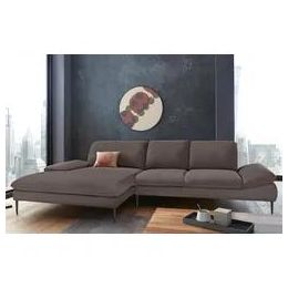 Ecksofa W.Schillig "enjoy&MORE" Sofas Gr. B/H/T: 340cm x 87cm x 185cm, Chenille-Flachgewebe R66, Recamiere links, mit Kopfteilverstellung-mit Armlehnenverstellung-mit Sitztiefenverstellung, braun (brown r66) Sitztiefenverstellung, Füße schwarz pulverbeschichtet, Breite 340 cm