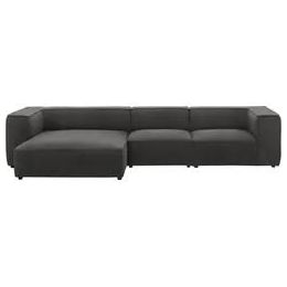 Ecksofa W.Schillig "around-the-block" Sofas Gr. B/H/T: 341cm x 66cm x 164cm, Longlife Xtra-Leder Z69, Longchair links, grau (anthracite z69) mit eleganter Biese, Federkern, Breite 341 cm