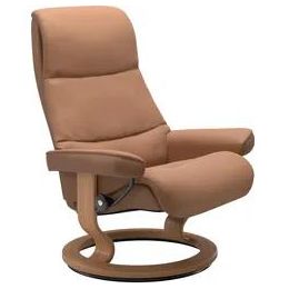 Relaxsessel stressless "View" Sessel Gr. Leder BATICK, Cross Base Eiche, Relaxfunktion-Drehfunktion-PlusTMSystem-Gleitsystem, B/H/T: 82cm x 108cm x 81cm, braun (latte batick) mit Classic Base, Größe M,Gestell Eiche