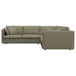 Ecksofa FLEXLUX "Lovane gleichschenklig, bequem und komfortabel", grün (fall grün), B:296cm H:84cm T:296cm, 62% Polyester/14% Cotton/7% Linen, Sofas, Weich & anschmiegsam, große Sitztiefe auf Kaltschaum, Dekokissen inkl.