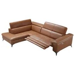 Ecksofa Egoitaliano "Martine" Sofas Gr. B/H/T: 272cm x 96cm x 203cm, Leder BULL, Ottomane links, mit elektrischer Relaxfunktion-mit manueller Kopfteilverstellung, rot (brick) mit Ottomane, elektrischer Relaxfunktion und Kopfteilverstellung