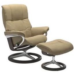 Relaxsessel stressless "Mayfair" Sessel Gr. Leder PALOMA, Signature Base Wenge, Relaxfunktion-Drehfunktion-PlusTMSystem-Gleitsystem-BalanceAdaptTM, B/H/T: 92cm x 103cm x 79cm, beige (sand paloma) mit Hocker, Signature Base, Größe S, M & L, Gestell Wenge