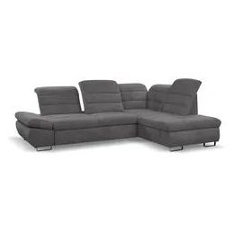 Ecksofa WERK2 "Roma L-Form" Sofas Gr. B/H/T: 284cm x 105cm x 217cm, Struktur fein, Recamiere rechts, Schlaffunktion, Bettkasten, verstellbare Kopfteile, Sitztiefenverstellung, grau (anthrazit) Sofa mit Schlaffunktion, Sitztiefenverstellung, verstellbare Kopfteile