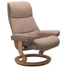 Relaxsessel stressless "View" Sessel Gr. ROHLEDER Stoff Q2 FARON, Cross Base Eiche, Relaxfunktion-Drehfunktion-PlusTMSystem-Gleitsystem, B/H/T: 91cm x 109cm x 83cm, beige (beige q2 faron) mit Classic Base, Größe L,Gestell Eiche