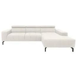 Ecksofa DOMO collection "Cunelli L-Form" Sofas Gr. B/H/T: 292cm x 79cm x 175cm, Echtleder, Longchair rechts, Mit Kopfteilverstellung, beige (elfenbein) wahlweise inklusive 6-fach verstellbarer Kopfteilverstellung