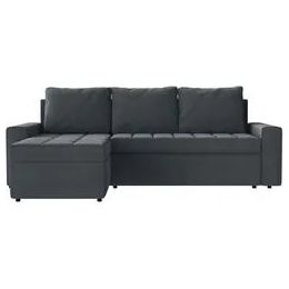 Ecksofa Inosign "Marik" Sofas Gr. B/H/T: 230cm x 90cm x 155cm, Struktur fein, Recamiere links, mit Armlehnen, grau (grey blue) mit Bettfunktion