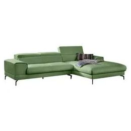 Ecksofa W.Schillig "piedroo" Sofas Gr. B/H/T: 303cm x 70cm x 193cm, Longlife Xtra-Leder Z69, Longchair rechts, mit Kopfteilverstellung-ohne Sitztiefenverstellung, grün (green z69) Kopfteilverstellung, wahlweise mit Sitztiefenverstellung, Breite 303cm