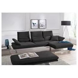 Ecksofa W.Schillig "broadway" Sofas Gr. B/H/T: 291cm x 94cm x 164cm, Stoff S37, Longchair rechts, mit Sitztiefenverstellung-mit Kopfteilverstellung-ohne Seitenteilverstellung, grau (anthrazit s37) Sitztiefenverstellung, Kopfteil- & Seitenteilverstellung, Breite 291cm