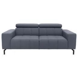 2-Sitzer DOMO collection "Cunelli" Sofas Gr. B/H/T: 208cm x 79cm x 104cm, Echtleder, Ohne Kopfteilverstellung, blau (dunkelblau) wahlweise inklusive 6-fach verstellbarer Kopfteilverstellung