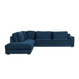 Ecksofa furninova "Grande" Sofas Gr. B/H/T: 321cm x 84cm x 271cm, Velours EROS, Ottomane links, blau (petrol) besonders guter Komfort durch lose, doppelte Rückenkissen