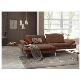 Ecksofa W.Schillig "enjoy&MORE" Sofas Gr. B/H/T: 294cm x 87cm x 185cm, Chenille-Flachgewebe R66, Recamiere links, mit Kopfteilverstellung-mit Armlehnenverstellung-mit Sitztiefenverstellung, braun (copper r66) mit Sitztiefenverstellung, Füße silber matt, Breite 294 cm