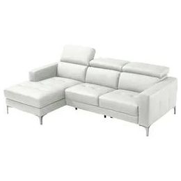 Ecksofa Egoitaliano "Matt, erstklassiger Sitzkomfort, aufwendige Detailverarbeitung, L-Form" Sofas Gr. B/H: 247cm x 100cm, Leder BULL, Recamiere links, weiß mit verstellbaren Kopfteilen zum Relaxen