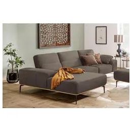 Ecksofa W.Schillig "run, Designsofa mit tollem Sitzkomfort, bequem, L-Form", braun (stone w82), B:319cm H:88cm T:178cm, Longlife Xtra-Leder Z73: Naturwalkleder der Luxusklasse aus den erlesensten Rohhäuten. Hautstärke 1, 1 u2013 1, 3 mm, ROHLEDER Jacquard-Flachgewebe Q2 W60 (63% Polyester, 37% Polyacryl), ROHLEDER Chenille-Flachgewebe Q2 W77 (68% Polyacryl, 32% Polyester), Stoff S37 (100% Polyeste