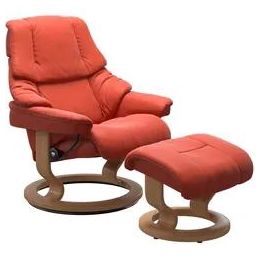 Relaxsessel stressless "Reno" Sessel Gr. Material Bezug, Material Gestell, Ausführung / Funktion, Maße B/H/T, braun (henna) mit Hocker, Classic Base, Größe S, M & L, Gestell Eiche