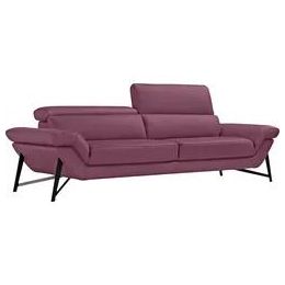 2,5-Sitzer Egoitaliano "Narcisa" Sofas Gr. B/H/T: 226cm x 96cm x 110cm, Leder NUVOLE, mit verstellbaren Kopfstützen, lila (violett) mit verstellbaren Kopfstützen