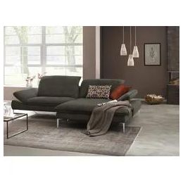 Ecksofa W.Schillig "enjoy&MORE" Sofas Gr. B/H/T: 294cm x 87cm x 185cm, Chenille-Flachgewebe R66, Recamiere rechts, mit Kopfteilverstellung-mit Armlehnenverstellung-mit Sitztiefenverstellung, grün (hunter r66) mit Sitztiefenverstellung, Füße silber matt, Breite 294 cm