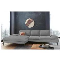 Ecksofa W.Schillig "enjoy&MORE" Sofas Gr. B/H/T: 340cm x 87cm x 185cm, Chenille-Flachgewebe R66, Recamiere links, mit Kopfteilverstellung-mit Armlehnenverstellung-mit Sitztiefenverstellung, grau (dolphin r66) Sitztiefenverstellung, Füße schwarz pulverbeschichtet, Breite 340 cm