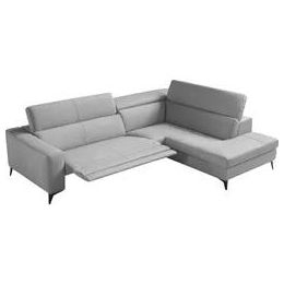 Ecksofa Egoitaliano "Edith, Designsofa mit hohem Sitzkomfort, L-Form" Sofas Gr. B/H/T: 269cm x 96cm x 203cm, Leder BULL, Ottomane rechts, grau (stone) inkl. elektrischer Relaxfunktion und manuell verstellbaren Kopfteilen