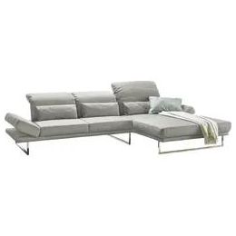 Ecksofa 3C Candy "Mallow L-Form" Sofas Gr. B/H/T: 318cm x 83cm x 220cm, Luxus-Microfaser, Recamiere rechts, grau (platin) Verstellbare Armlehne und Kopfteil, manuelle Sitztiefenverstellung