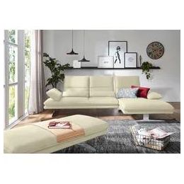 Ecksofa W.Schillig "broadway" Sofas Gr. B/H/T: 291cm x 94cm x 164cm, Stoff S37, Longchair rechts, mit Sitztiefenverstellung-mit Kopfteilverstellung-mit Seitenteilverstellung, beige (sahara s37) Sitztiefenverstellung, Kopfteil- & Seitenteilverstellung, Breite 291cm