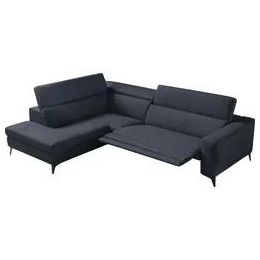 Ecksofa Egoitaliano "Edith, Designsofa mit hohem Sitzkomfort, L-Form" Sofas Gr. B/H/T: 269cm x 96cm x 203cm, Leder BULL, Ottomane links, grau (smoke) inkl. elektrischer Relaxfunktion und manuell verstellbaren Kopfteilen