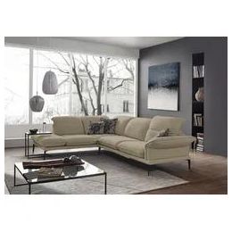 Ecksofa W.Schillig "sherry, Designsofa mit tollem Sitzkomfort, elegant und zeitlos, L-Form", beige (ecru w82), B:302cm H:81cm T:230cm, Longlife Xtra-Leder Z69: Das feinnarbige, gedeckte Softleder Z69 besticht durch seine außergewöhnliche Weichheit im trendigen u00bbVintage-Looku00ab, Hautstärke 0, 9 - 1, 1 mm, Schlingenpolgewebe W82 (74% Polyacryl, 26% Polyester), Chenillegewebe V34 (52% Polyester