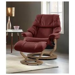 Relaxsessel stressless "Reno" Sessel Gr. Leder PALOMA, Classic Base Eiche, Relaxfunktion-Drehfunktion-PlusTMSystem-Gleitsystem, B/H/T: 88cm x 98cm x 78cm, rot (cherry paloma) mit Classic Base, Größe S, M & L, Gestell Eiche