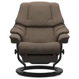 Relaxsessel stressless "Reno" Sessel Gr. ROHLEDER Stoff Q2 FARON, PowerTM Leg & Back-Classic Base Schwarz, B/H/T: 88cm x 98cm x 77cm, braun (dark beige q2 faron) elektrisch verstellbar, optional 2-motorisch, Größe M & L