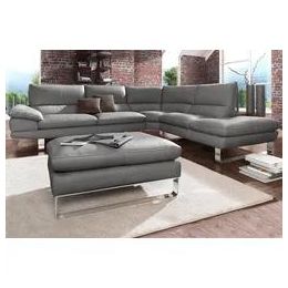 Ecksofa Calia italia "Dave, italienisches Designsofa mit erstklassigem Sitzkomfort, L-Form" Sofas Gr. B/H/T: 297cm x 87cm x 97cm, Leder BULL, Ottomane rechts, grau mit tollen Lederbezügen