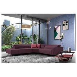 Ecksofa Egoitaliano Sofas Gr. B/H/T: 314cm x 96cm x 284cm, Luxus-Microfaser BLUSH, Recamiere links-Relaxelement rechts, mit Relaxfunktion, lila (plum) mit Relaxfunktion und verstellbaren Kopfteilelementen