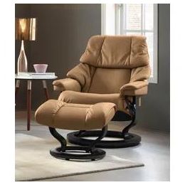 Relaxsessel stressless "Reno" Sessel Gr. Leder PALOMA, Classic Base Schwarz-M, Relaxfunktion-Drehfunktion-PlusTMSystem-Gleitsystem, B/H/T: 79cm x 98cm x 75cm, braun (taupe paloma) mit Classic Base, Größe S, M & L, Gestell Schwarz