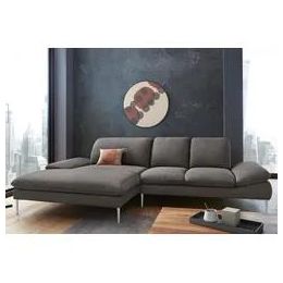 Ecksofa W.Schillig "enjoy&MORE" Sofas Gr. B/H/T: 310cm x 87cm x 185cm, Stoff S37, Recamiere links, mit Kopfteilverstellung-mit Armlehnenverstellung-mit Sitztiefenverstellung, grau (antracite s37) mit Sitztiefenverstellung, Füße silber matt, Breite 310 cm