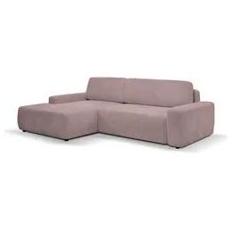 Ecksofa WERK2 "Bully L-Form" Sofas Gr. B/H/T: 264 cm x 82 cm x 162 cm, Cord, Recamiere links, Schlaffunktion und Bettkasten, rosa (rose) Curvy Trend Ecksofa mit Schlaffunktion in weichem Cord