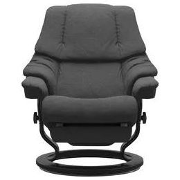 Relaxsessel stressless "Reno" Sessel Gr. ROHLEDER Stoff Q2 FARON, PowerTM Leg & Back-Classic Base Schwarz, B/H/T: 79cm x 98cm x 78cm, grau (dark grey q2 faron) elektrisch verstellbar, optional 2-motorisch, Größe M & L