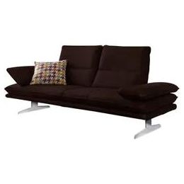 2,5-Sitzer W.Schillig "broadway" Sofas Gr. B/H/T: 236cm x 94cm x 96cm, Longlife Xtra-Leder Z69, Longchair links, mit Sitztiefenverstellung-mit Kopfteilverstellung-mit Seitenteilverstellung, braun (mocca z69) Sitztiefenverstellung, Kopfteil- & Seitenteilverstellung, Breite 236cm