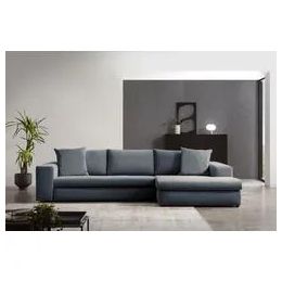 Ecksofa Andas "SLEETLAND XXL in Samtvelours oder Vintage-Leder-Optik, L-Form" Sofas Gr. B/H/T: 325 cm x 72 cm x 167 cm, Samtvelours, Recamiere rechts, grau (anthrazit) besonders groß und bequem