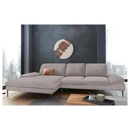 Ecksofa W.Schillig "enjoy&MORE" Sofas Gr. B/H/T: 340cm x 87cm x 185cm, Chenille-Flachgewebe R66, Recamiere links, mit Kopfteilverstellung-mit Armlehnenverstellung-mit Sitztiefenverstellung, grau (stone r66) Sitztiefenverstellung, Füße schwarz pulverbeschichtet, Breite 340 cm