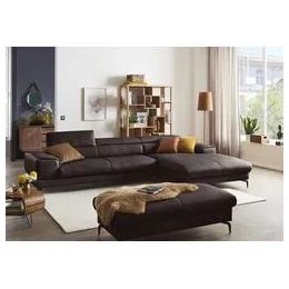 Ecksofa W.Schillig "piedroo" Sofas Gr. B/H/T: 343cm x 70cm x 193cm, Longlife Xtra-Leder Z69, Longchair rechts, mit Kopfteilverstellung-ohne Sitztiefenverstellung, braun (mocca z69) Kopfteilverstellung, wahlweise mit Sitztiefenverstellung, Breite 343cm