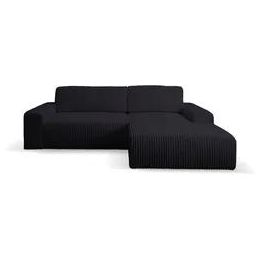 Ecksofa WERK2 "Hugo-L L-Form" Sofas Gr. B/H/T: 267cm x 85cm x 167cm, Breitcord, Recamiere rechts, Schlaffunktion und Bettkasten, schwarz Design Ecksofa in Cord mit Schlaffunktion & Bettkasten