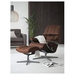 Relaxsessel stressless "Reno" Sessel Gr. Leder PALOMA, Cross Base Braun-M, Relaxfunktion-Drehfunktion-PlusTMSystem-Gleitsystem-BalanceAdaptTM, B/H/T: 83cm x 100cm x 76cm, braun (copper paloma) mit Cross Base, Größe S, M & L, Holzakzent Braun