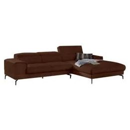 Ecksofa W.Schillig "piedroo" Sofas Gr. B/H/T: 303cm x 70cm x 193cm, Longlife Xtra-Leder Z69, Longchair rechts, mit Kopfteilverstellung-ohne Sitztiefenverstellung, braun (tabacco z69) Kopfteilverstellung, wahlweise mit Sitztiefenverstellung, Breite 303cm